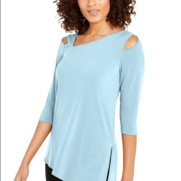Alfani | Tops | Alfani Asymmetric Open Shoulder Prussian Blue Top ...